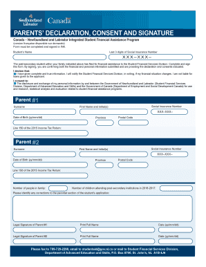 Fillable Online PARENTS DECLARATION, CONSENT AND SIGNATURE Fax Email ...