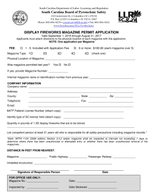 Fillable Online DISPLAY FIREWORKS MAGAZINE PERMIT APPLICATION Fax Email ...