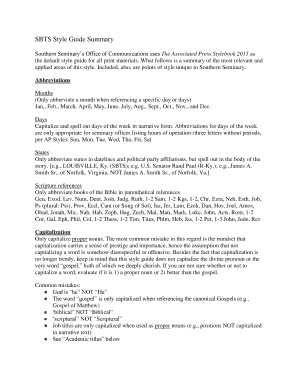 Fillable Online SBTS Style Guide Summary Fax Email Print - pdfFiller