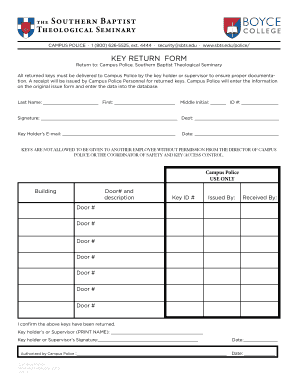 Fillable Online inside sbts KeY ReTuRN FoRm - Inside SBTS - inside sbts ...
