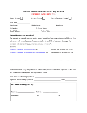 Fillable Online inside sbts Southern Seminary Fileshare Access Request Form - Inside SBTS Fax ...