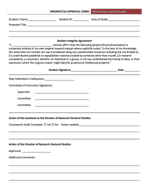 Fillable Online sbts PROSPECTUS APPROVAL FORM SBTS Research Doctoral - sbts Fax Email Print ...