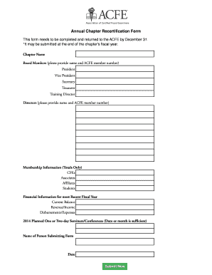Fillable Online Annual Chapter Recertification Form Fax Email Print ...