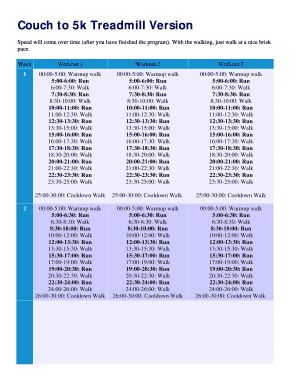 Fillable Online Couch to 5k Treadmill Version Fax Email Print - pdfFiller