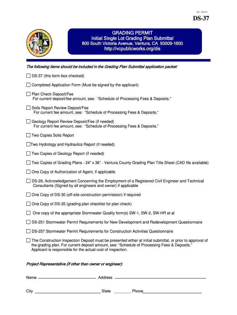 Fillable Online GRADING PERMIT Initial Single Lot Grading Plan ...