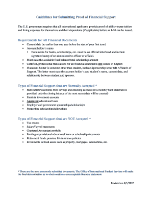 Fillable Online Guidelines for Submitting Proof of Financial Support ...