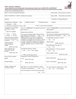 Fillable Online ohr psu (Stand Alone) Accidental Death & Dismemberment ...