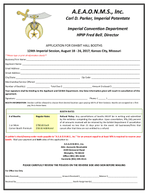 Fillable Online aeaonms Imperial onvention Department HPIP Fred ell ...