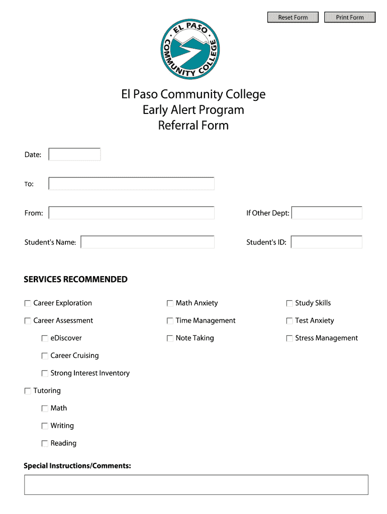 Fillable Online epcc Early Alert Program Fax Email Print - pdfFiller
