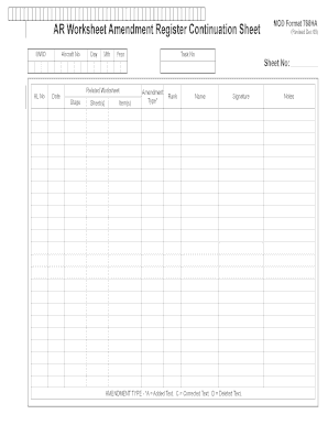 Fillable Online AR Worksheet Amendment Register Continuation Sheet Fax ...