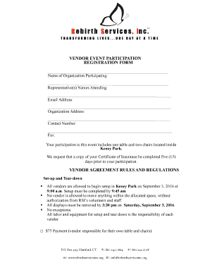 Fillable Online rebirthservicesinc VENDOR EVENT PARTICIPATION ...