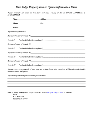 Fillable Online pineridgepoa Pine Ridge Property Owner Update ...