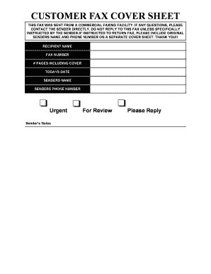 Fillable Online CUSTOMER FAX COVER SHEET Fax Email Print - pdfFiller