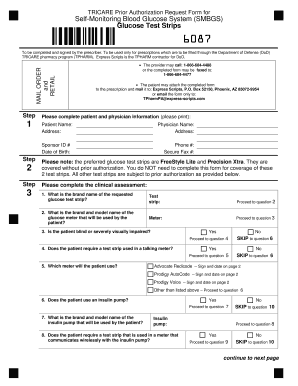 Fillable Online wamc amedd army Tricare Test Strip req form for pumps ...