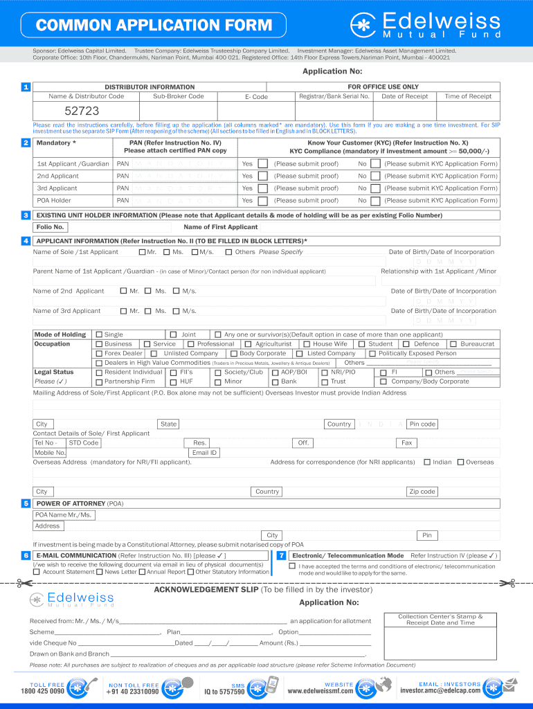 Fillable Online Common KIM WIF Editable - Nidhi Nivesh Fax Email Print - pdfFiller
