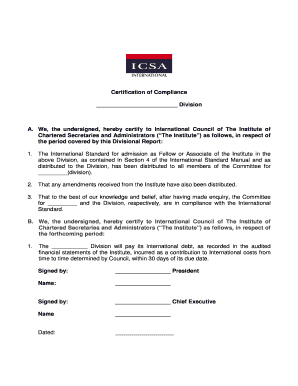 Fillable Online B3 - 1. Certificate of Compliance ICSA .doc Fax Email ...