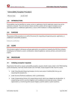 Fillable Online Vulnerability Exception Procedure Fax Email Print ...