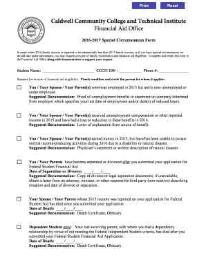 Fillable Online cccti Special Circumstances Form - Caldwell Community ...