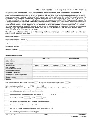 Fillable Online Massachusetts Net Tangible Benefit Worksheet Fax Email ...
