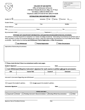 Fillable Online collegeofsanmateo 1700 West Hillsdale Boulevard, Bldg Fax Email Print - pdfFiller