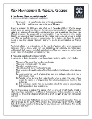 Fillable Online RISK MANAGEMENT & MEDICAL RECORDS Fax Email Print ...