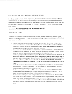 Fillable Online PLANT CITY DOLPHINS YOUTH FOOTBALL & CHEERLEADING RULES ...