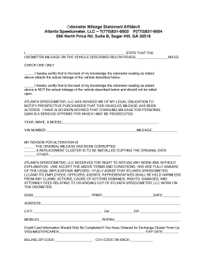 Fillable Online Odometer Affidavit Fax Email Print - pdfFiller