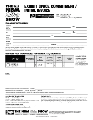 Fillable Online EXHIBIT SPACE COMMITMENT / INITIAL INVOICE - The NBM Show Fax Email Print ...