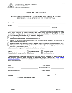 Fillable Online DEALER S CERTIFICATE Fax Email Print - pdfFiller