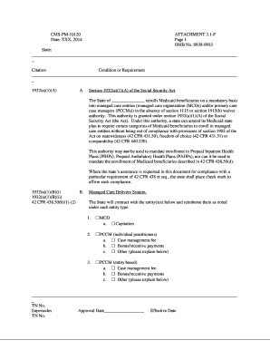Fillable Online medicaid CMS-PM-10120 ATTACHMENT 3.1-F Date: XXX, 2014 ...