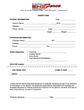 Fillable Online ORDER FORM PATIENT INFORMATION - Mediforce DME Fax ...