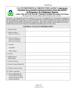Fillable Online epa RMP Checklist at Programs 1 & 2 Stationary Sources ...