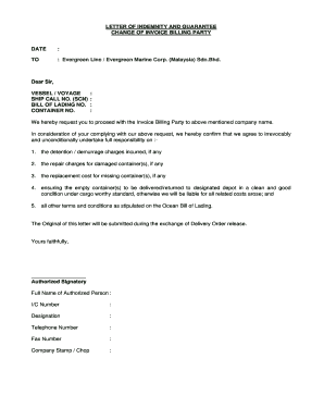 Fillable Online CHANGE OF INVOICE BILLING PARTY Fax Email Print - pdfFiller