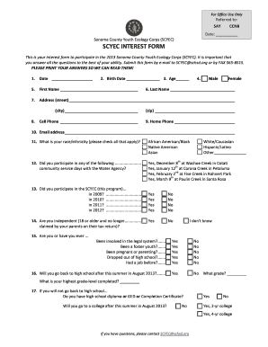Fillable Online Intake Form. Form for entrance into the Sonoma County ...