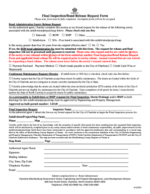 Fillable Online Final Inspection/Bond Release Request Form Fax Email Print - pdfFiller