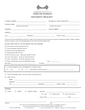 Fillable Online STUDENT NUMBER: Fax Email Print - pdfFiller