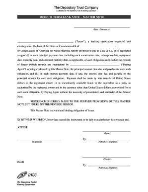 Fillable Online MEDIUM-TERM BANK NOTE MASTER NOTE Fax Email Print ...