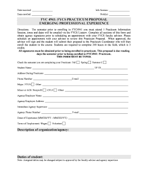 Fillable Online fycs ifas ufl STUDENT PRACTICUM PROPOSAL FORM 2016.docx - fycs ifas ufl Fax ...