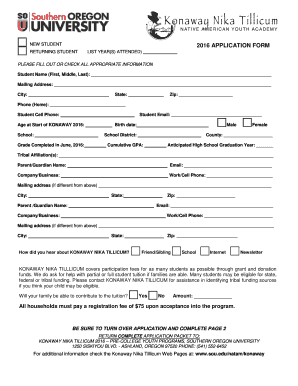 Fillable Online inside sou NEW STUDENT 2016 APPLICATION FORM - inside ...