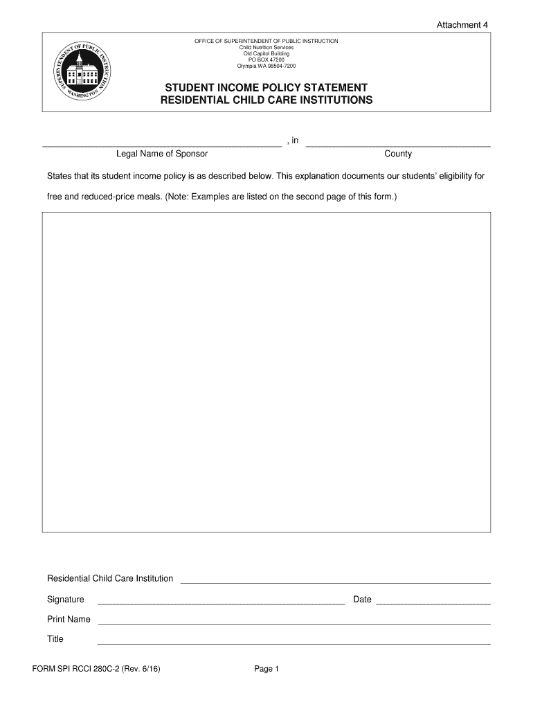 Fillable Online k12 wa Form 280C-2 - RCCI Income Policy Statement Fax ...