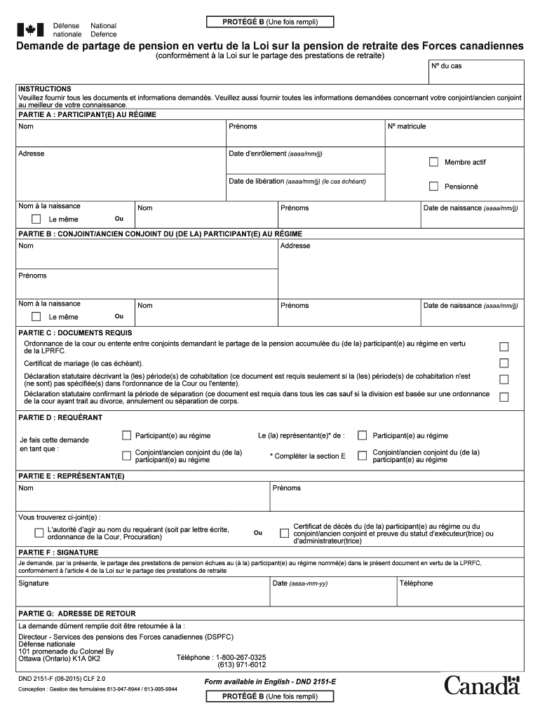 Fillable Online DND 2151 - Minist re de la D fense nationale et les Forces arm es ... Fax Email ...