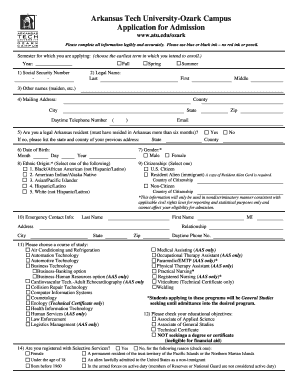 Fillable Online atu Arkansas Tech University-Ozark Campus Application ...