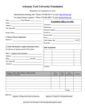 Fillable Online atu Foundation Requisitions - Arkansas Tech University ...