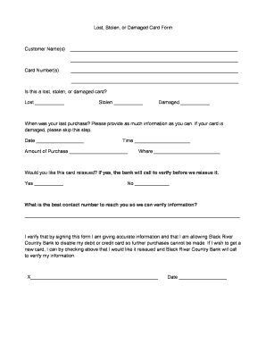 Fillable Online Lost, Stolen, or Damaged Card Form Fax Email Print ...