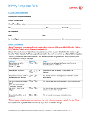Fillable Online Delivery Acceptance Form - Xerox Fax Email Print ...