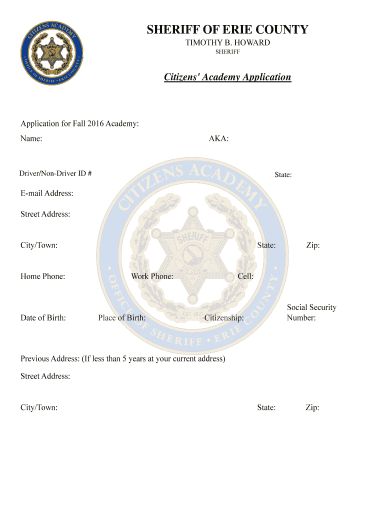 Fillable Online www2 erie SHERIFF OF ERIE COUNTY Fax Email Print - pdfFiller