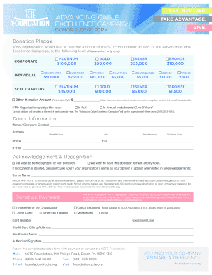Fillable Online foundation scte Adv Ancing c ABLE ExcELLEnc E cAmpAign ...