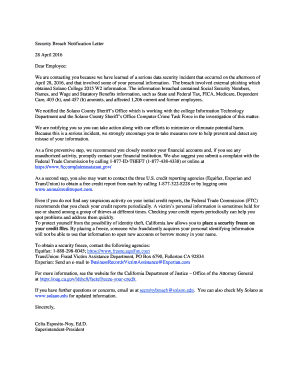 Fillable Online Security Breach Notification Letter Fax Email Print ...
