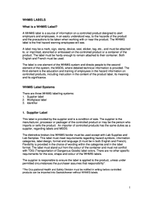 Fillable Online WHMIS LABELS Fax Email Print - pdfFiller