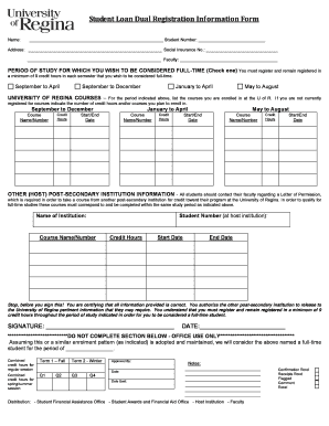 Fillable Online uregina Student Loan Dual Registration Information Form ...